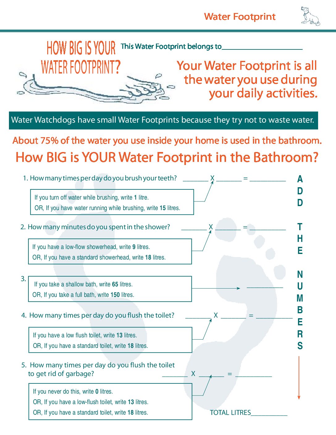 Water Footprint Water Detective | Partners for the Saskatchewan River Basin